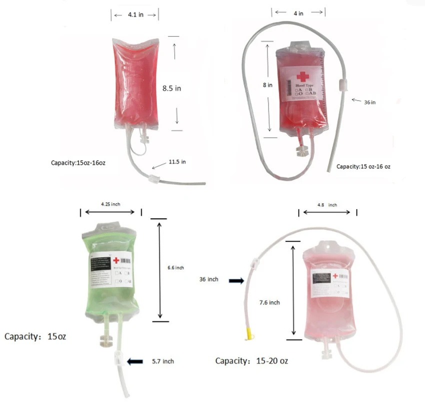 Blood Bags For Drink Party Favors And Supplies Reusable Drink Pouch ...