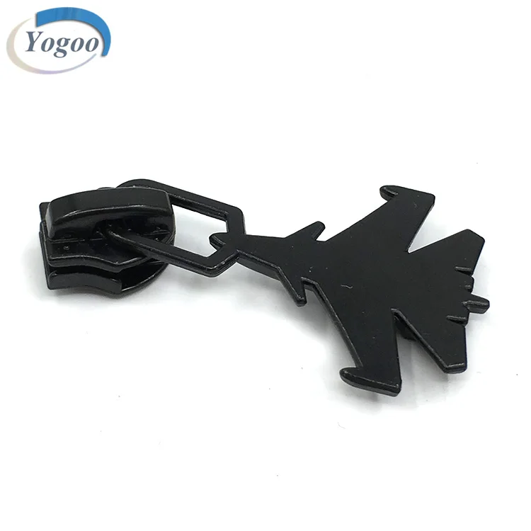 Fashion Airplane Black Alloy Zipper Pulls Custom Metal Slider Zipper ...