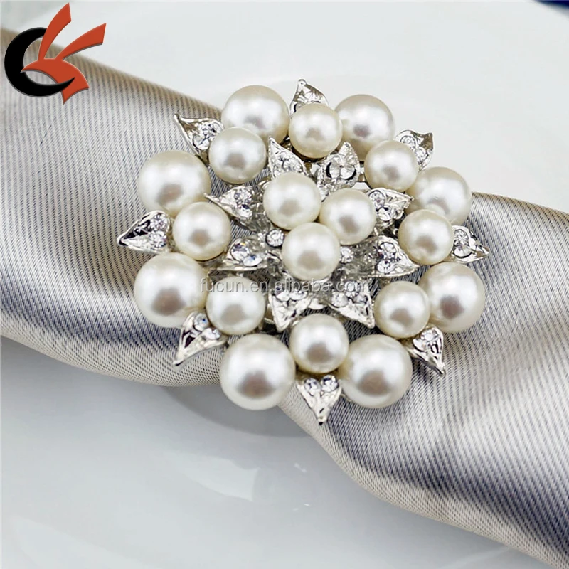 Handmade Wedding Dinner Napkin Rings With Pearls And Diamonds Elegant ...