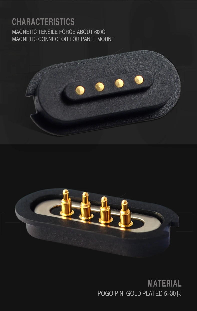 Hytepro Panel Mount 4 Pogo Pin Magnetic Connector - Power & Data Transfer