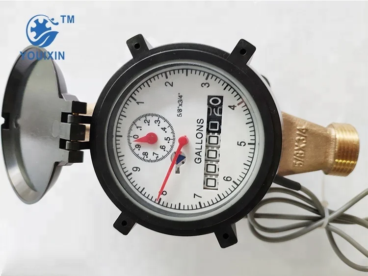 YOUIXIN Gallon Horizontal Pulse Output Brass Water Meter DN15