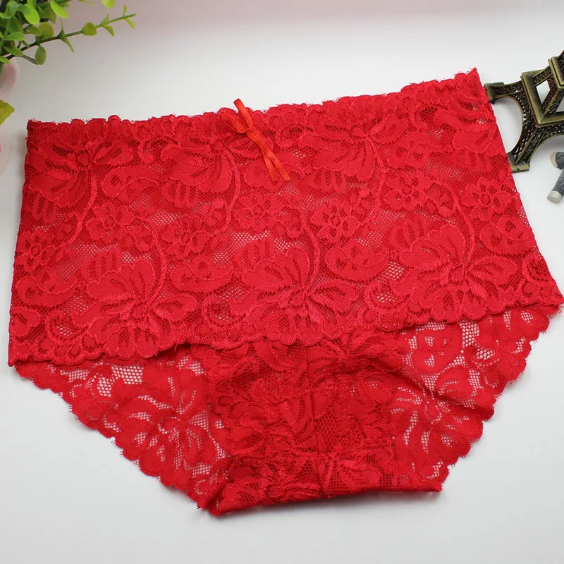 Women's Fashion Transparent Sexy Flowers Lace Panties Seamless Panty Briefs Plus Size Underwear ...