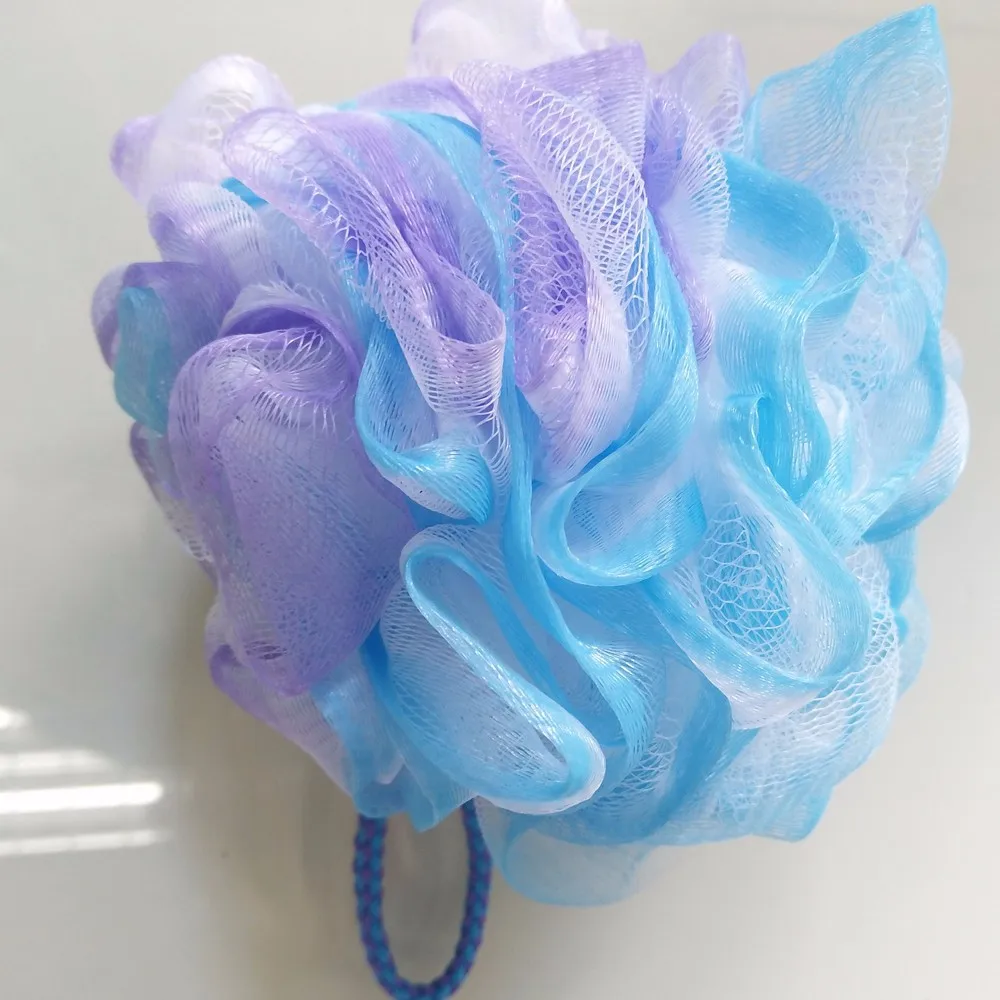 3 Colors High Grade Pe Mesh Nylon Shower Puff 55gm Bath Pouf Ball ...