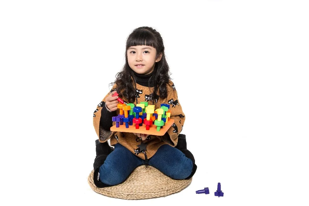Stacking Peg Board Set Toy 30 Pegs Board,Colorful Stem Color Learning ...