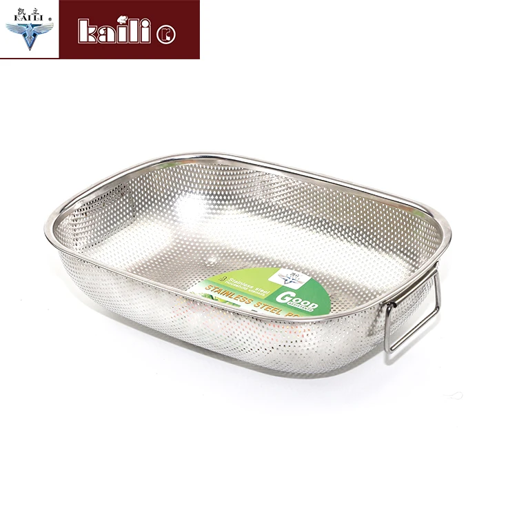 Perforated Square Basket - Rectangular Stainless Steel Colander