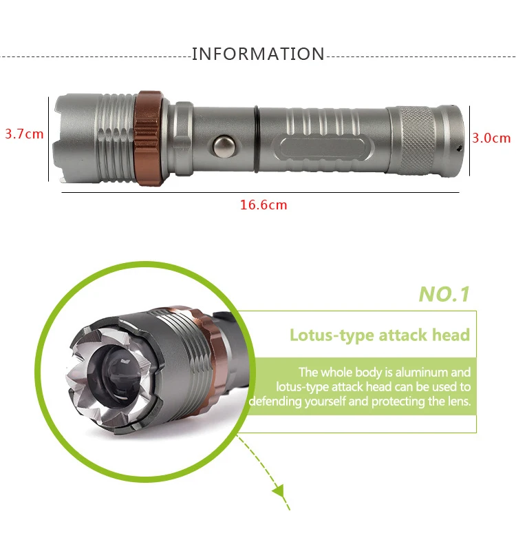 Outdoor Ultra Bright Waterproof 1000lm T6 Torch Zoomable Adjustable ...