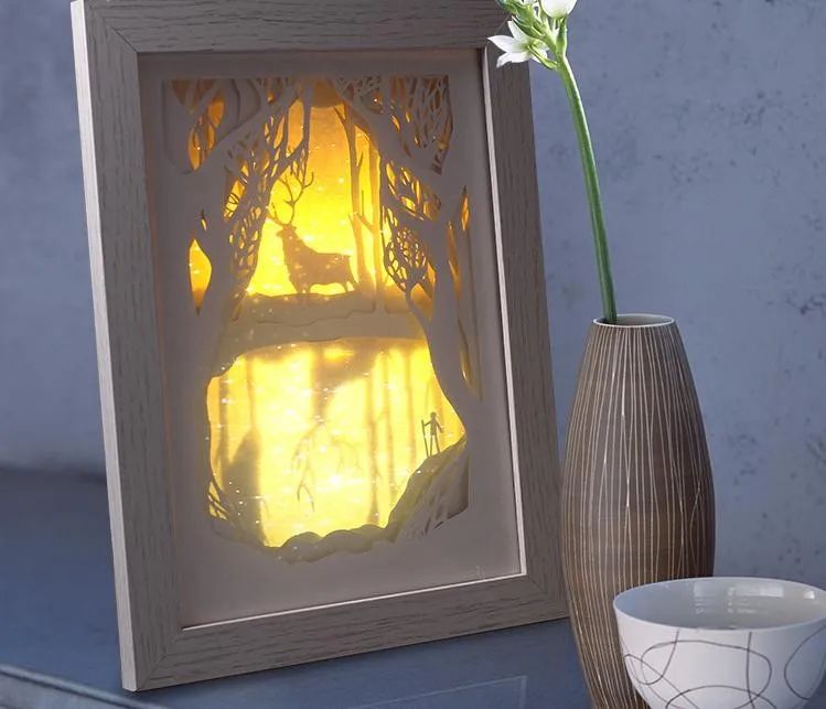 Shadow Box Frame With Led / Lovely 3d Wall Art / Decorative Wood Photo ...