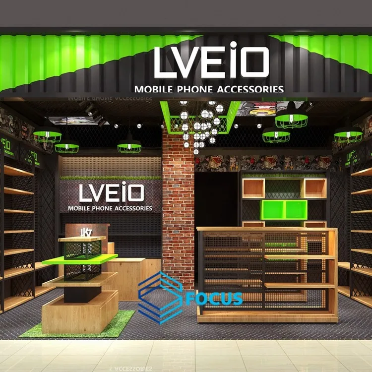 Toko Ponsel Nama Kayu Mobile Shop Counter Cell Phone Aksesori Display ...