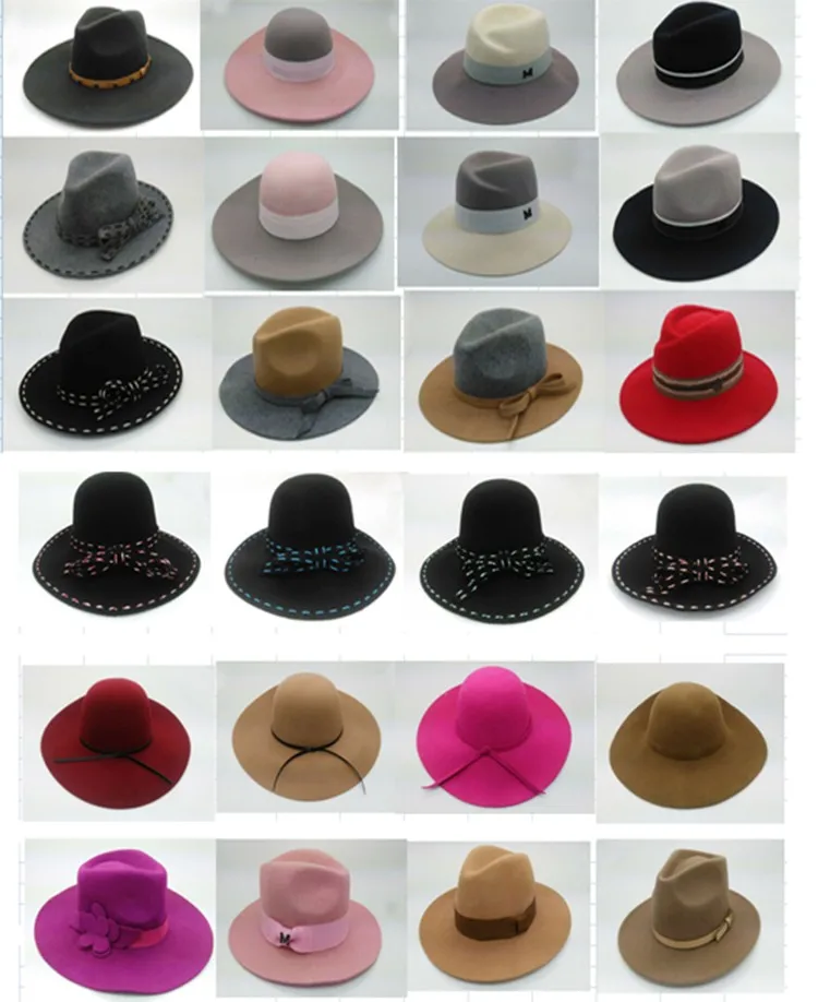 100% Wool Traditional Wide Brim Round Top Hat - Buy 100% Wool Round Top ...
