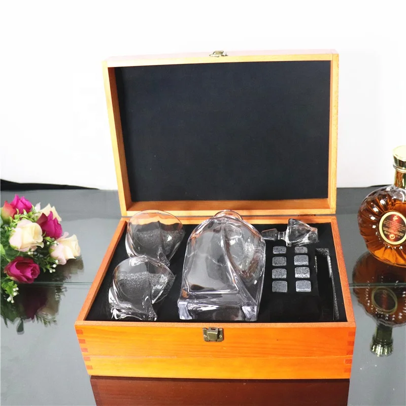 Whiskey Glass Decanter Set Crystal Dencater Set With Wooden Box - Buy ...