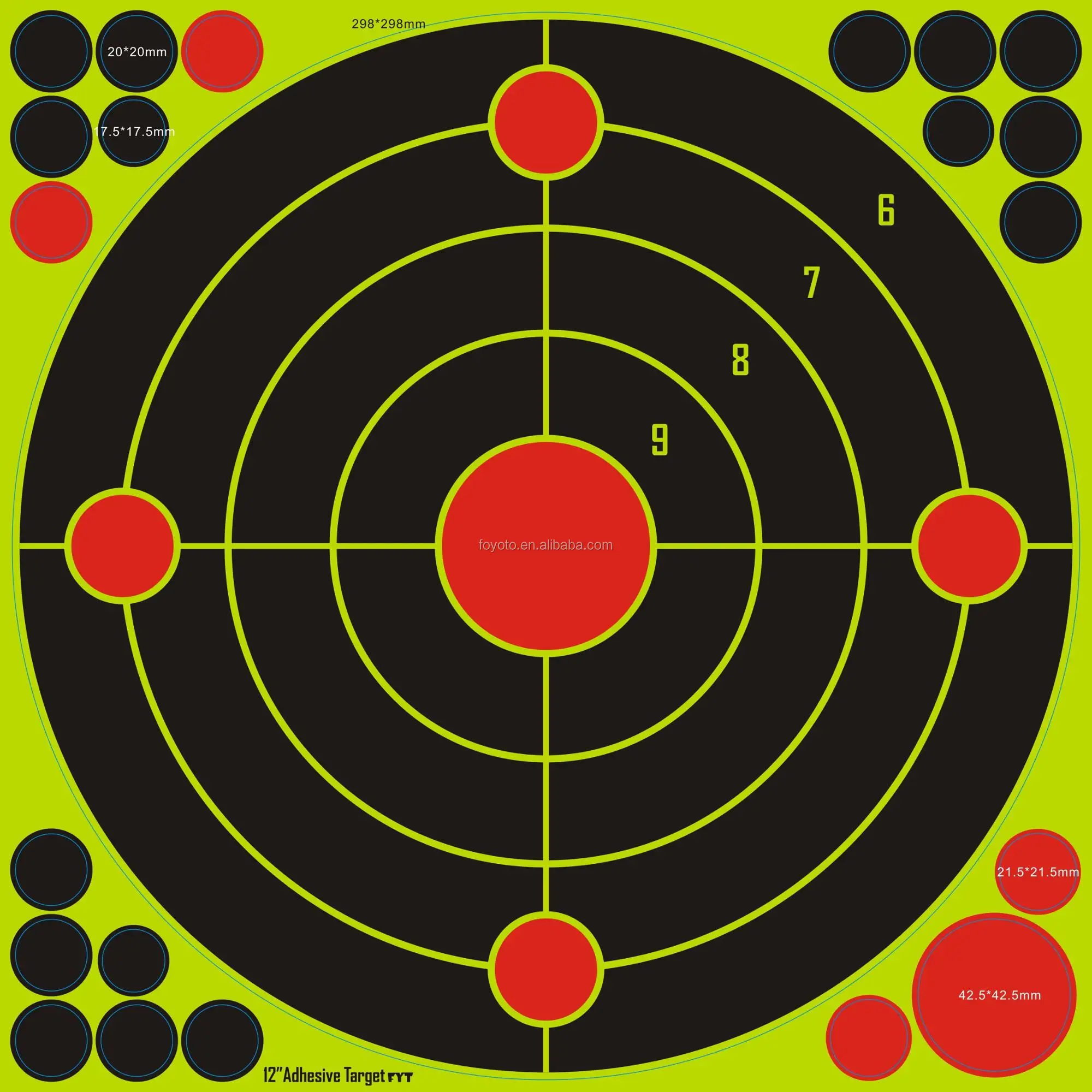 Splatterburst Targets - 8x8 Inch (5) Bullseye Reactive Shooting Target ...