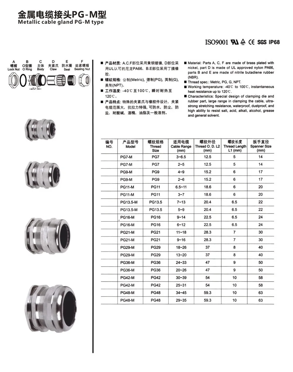 New High Quality A Waterers Connector Pg7 Pg9 Pg11 Pg13.5 Cable Glands Stainless Steel Cable ...