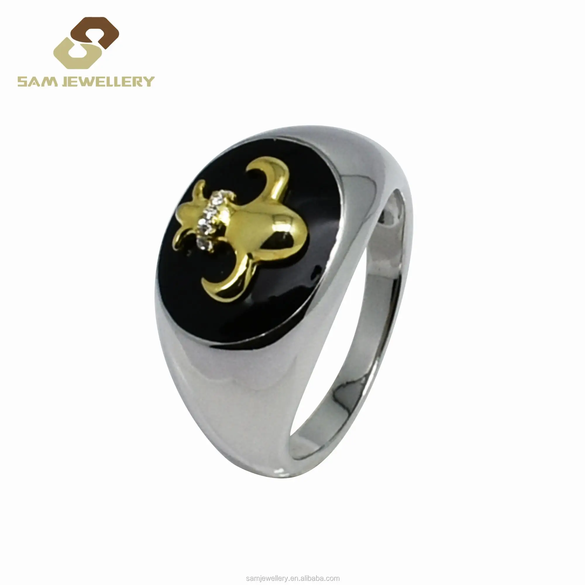 Men's Black Enamel 925 Silver Ring - Perfect Gift Idea