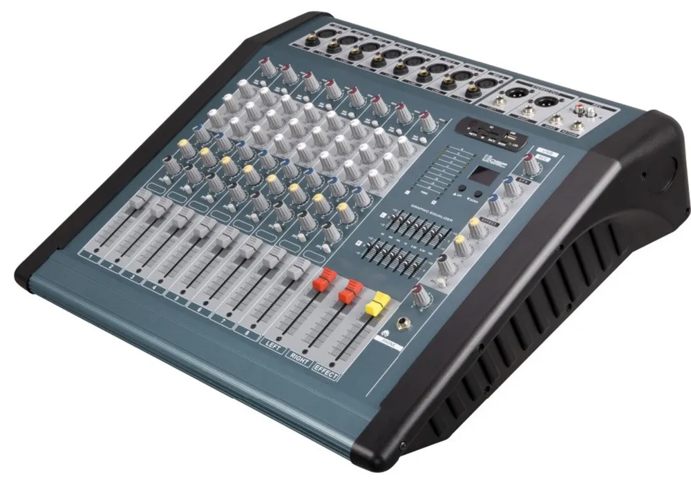 PMX-800 8 Channel Audio Mixer with Amplifier - Professional Sound Mixer ...