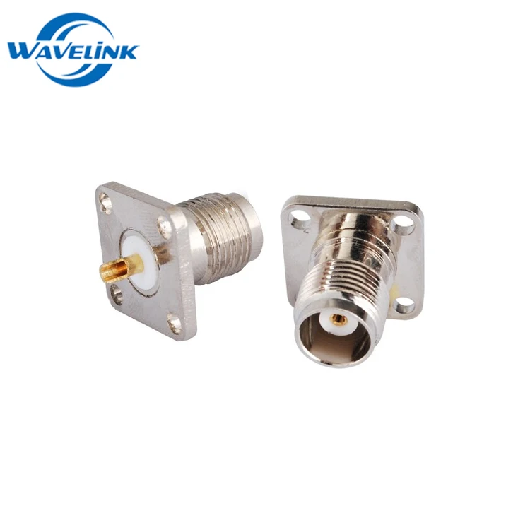 Rf Coaxial Connector Tnc 4 Hole Panel Mount Female Jack With Solder Cup ...