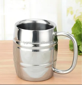 250ml Barrel-shaped Stainless Steel Beer Mug,500ml Double Wall Drinking ...