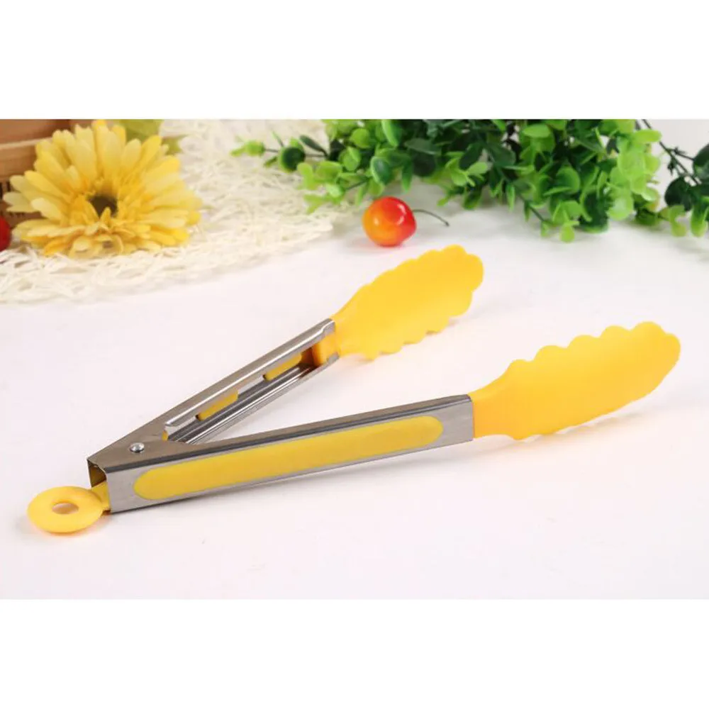 YALIDA Stainless Steel Locking Food Tong - Red Rubber Tip