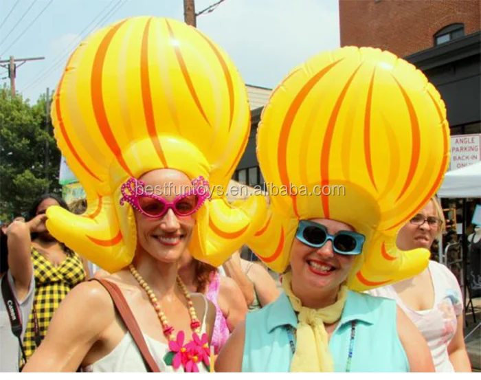 Custom Eco-Friendly Vinyl Inflatable Big Head Wig Party Toys