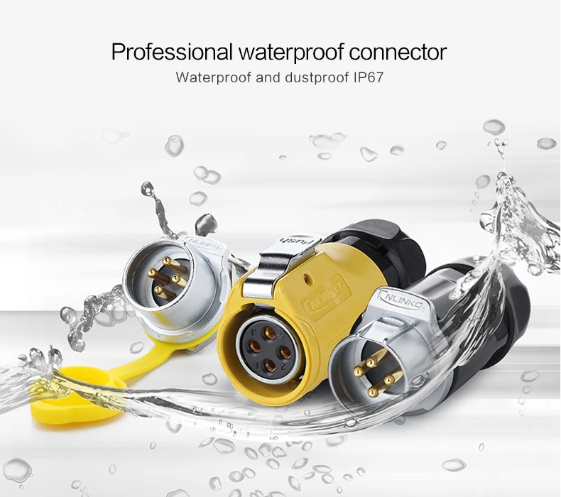 CNLINKO IP67 Waterproof Electrical Wire Bulkhead male female 4 pin ...