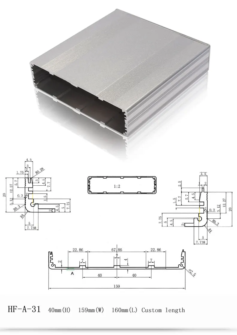 Anodized Aluminum Junction Box Aluminum Extrusion Enclosure For ...