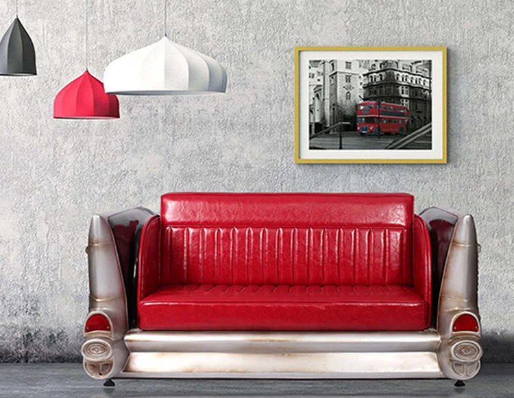 1957 Year Industrial Retro Car Tail Metal Car Sofa Bench Red Color ...