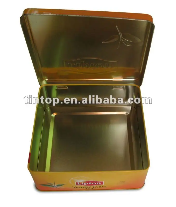 Square Shape Metal Lid Container With Clear Window Rhiden Tea Tin Box ...