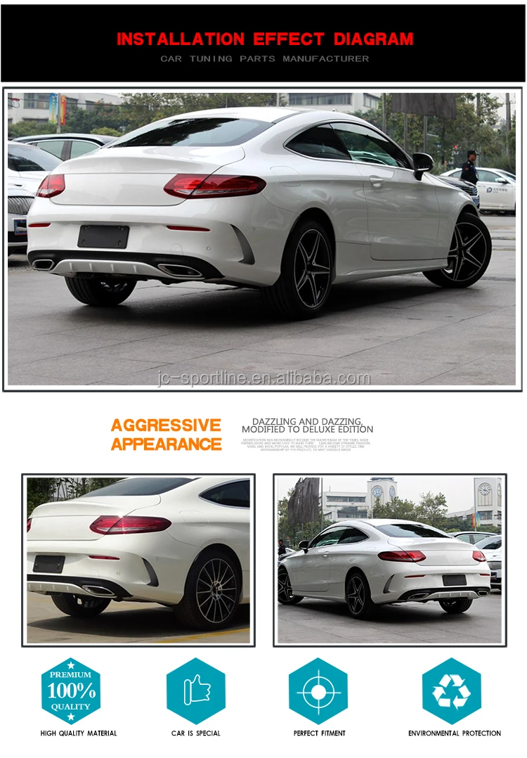 Vacuum Carbon C205 Rear Bumper Fins Spoiler For Mercedes Benz C205 C250 ...