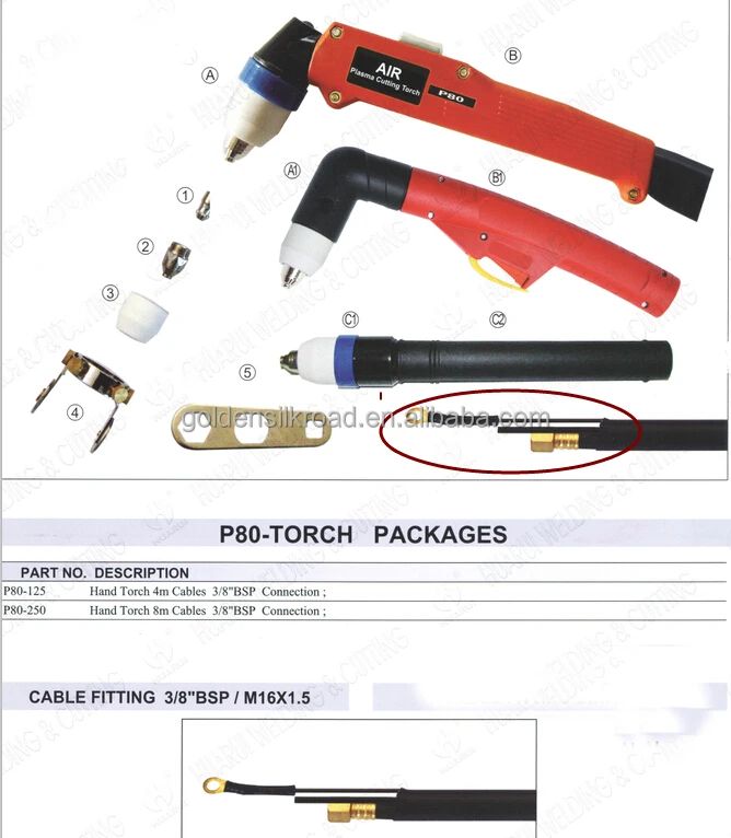 Panasonic P80 Plasma Cutting Machine Torch Straight Hand Cutting Torch ...