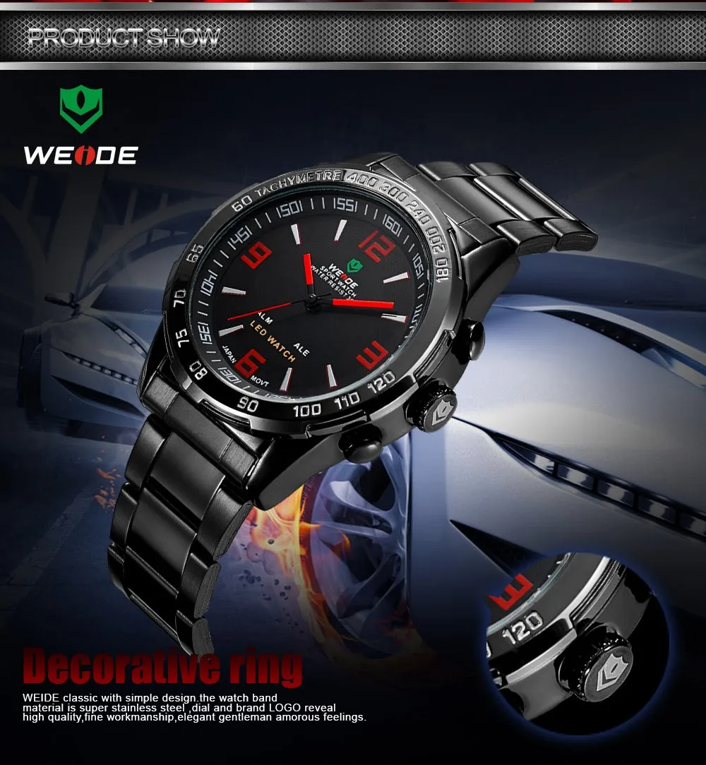 Weide Watch Quartz Men Analog Digital Dual Time Japan Movement Relic ...