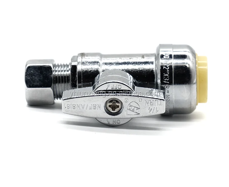 1/2" Push Fit X 3/8" Od Compr Straight Stop Valves 1/4 Turn Lead-free ...