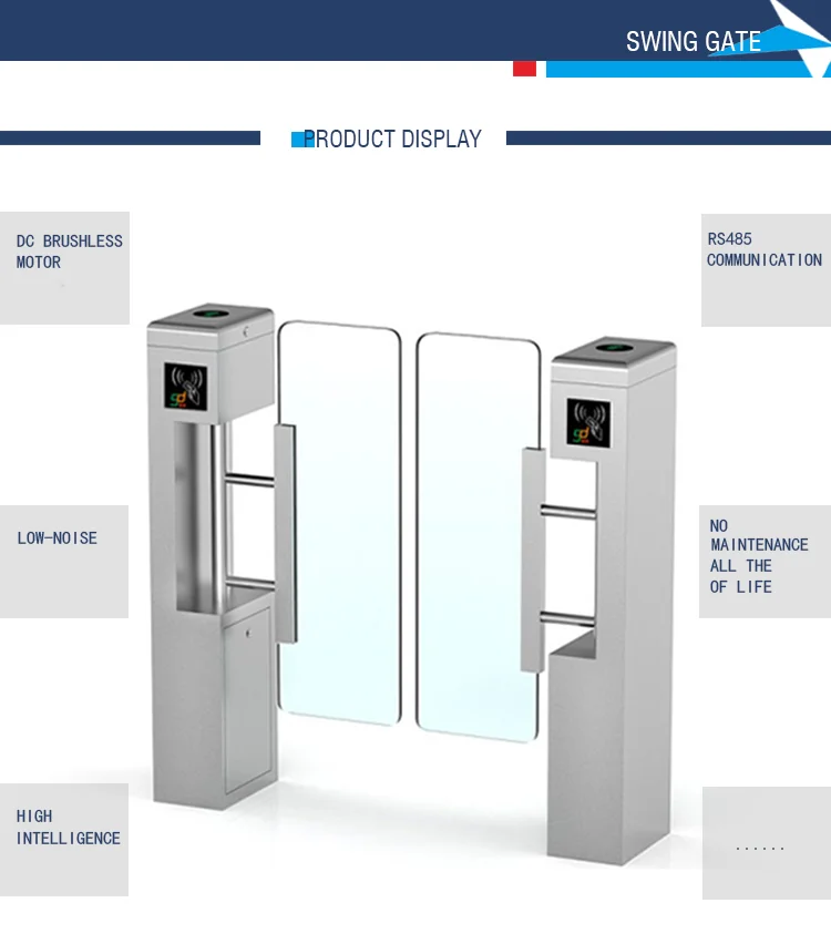 Access Control Customized Qr Code Reader Swing Barrier Gate - Buy Swing ...