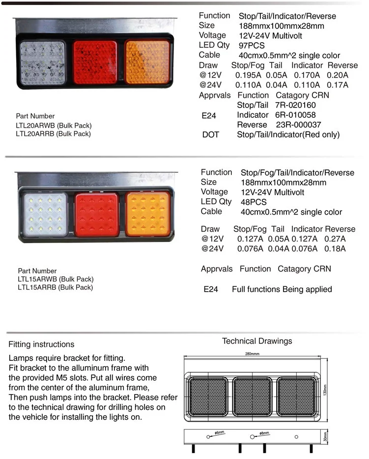 Ltl20 Frame E Mark Dot Combination Led Truck Brake Lights - Buy Ltl20 ...