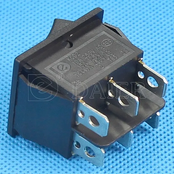 Kd2 202 Cqc Black On On 2 Way Dpdt 6pin Rocker Switch With Solder ...
