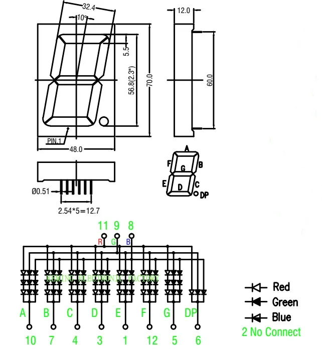 Alibaba Rgb 2.3 Inch Single Digit Led 7 Segment Displays Red Green Blue ...