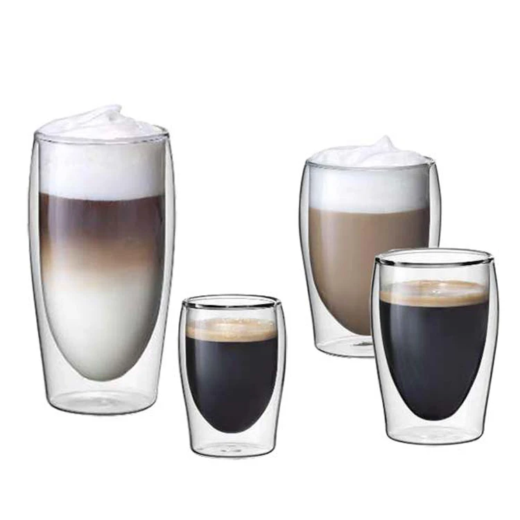 80ml/200ml/250ml/350ml/450ml Coffee Glass Set Handcrafted Double Walled ...
