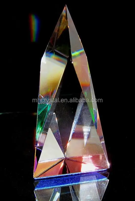 Triangle Faced Obelisk Glass Paperweight Mh-f0465 - Buy Etched Glass ...