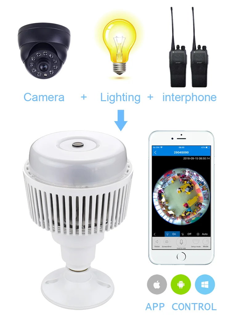 Smart Wireless Wifi Led Bulb Lamp Surveillance Security Light Bulb ...