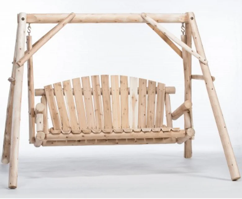 Outdoor Rustic Solid Wood Log Swing - Perfect Garden Decor