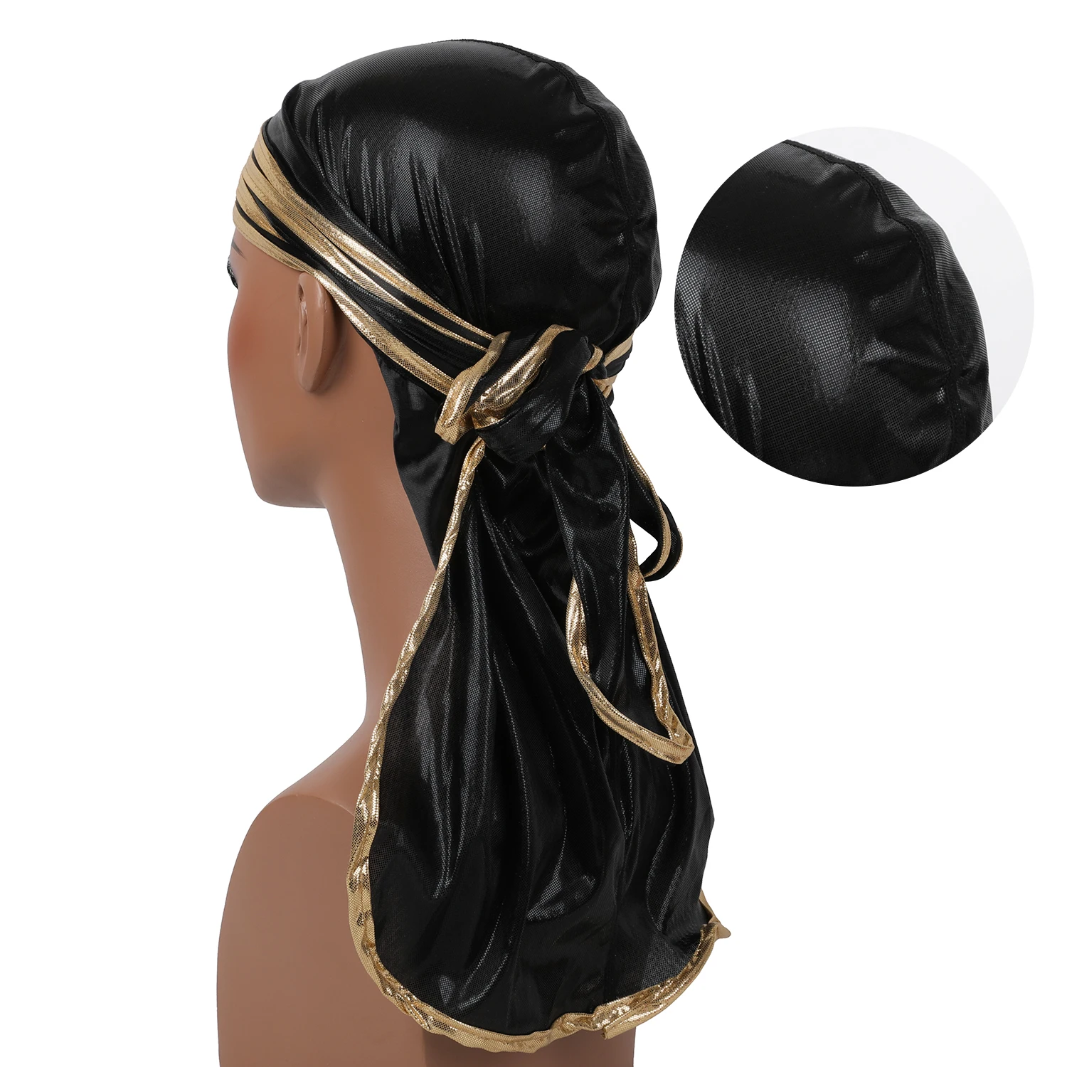 Fashion Men's Shiny Silky Durags Turban Hat Men Silk Durag Doo Rag ...