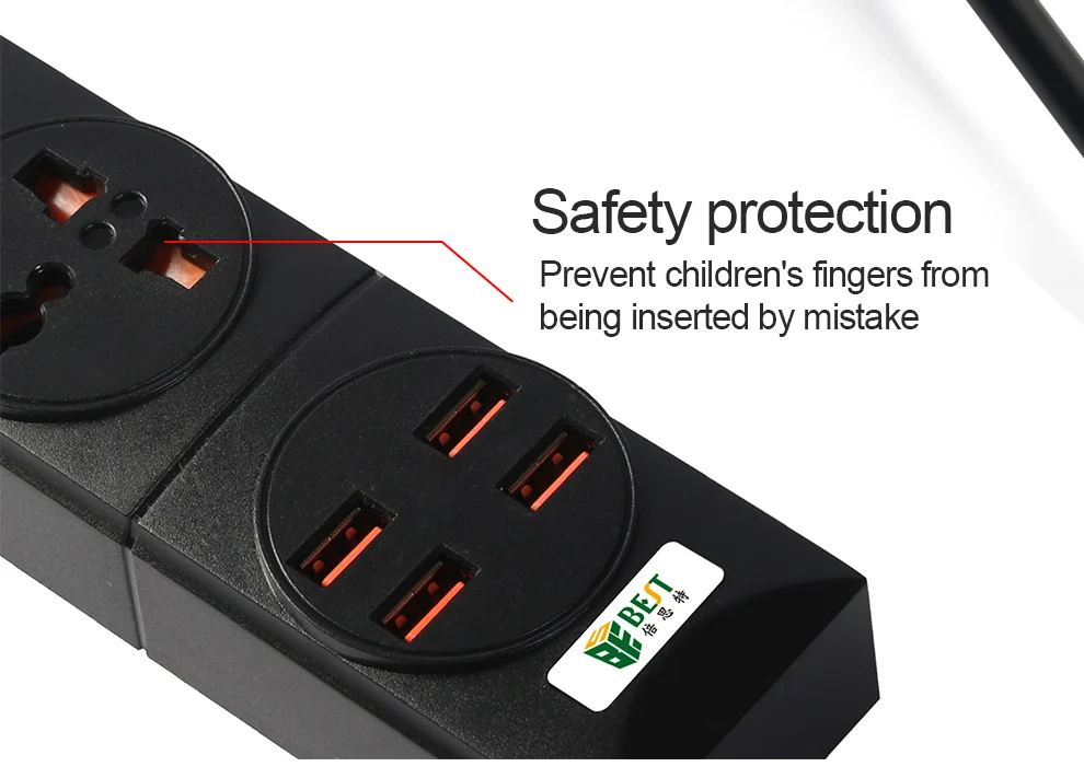 BST-01 EU Standard Plug 2/3 Gang Power Socket with 4 Way USB