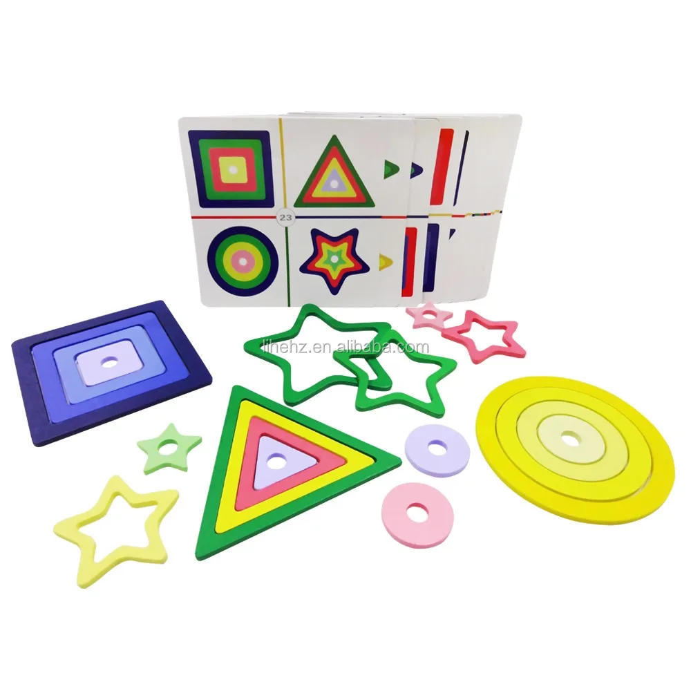 Kindergarten Intelligent Wooden Gradient Assembly Blocks Game Mini ...