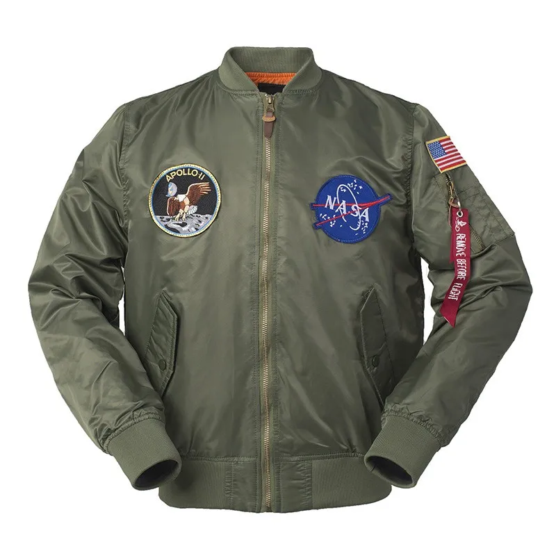 NASA Apollo Back Patched Spring Windbreaker Bomber Jacket