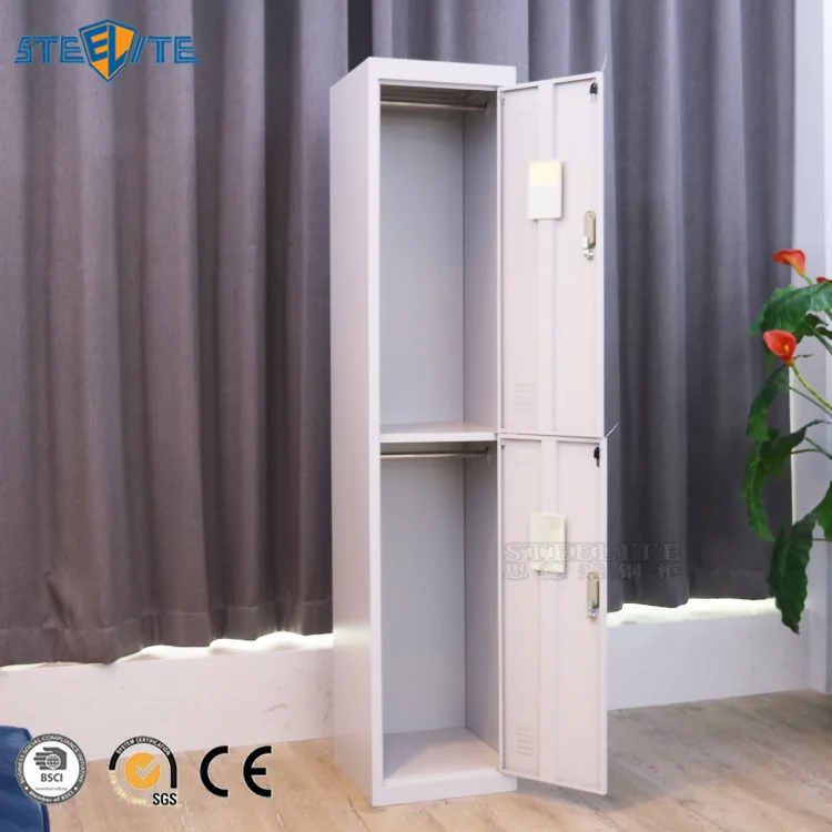 Metal 2 Tier Steel Staff Cabinet Clothes Locker With Hanging Rods - Buy ...