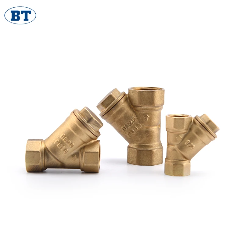BT5006 Good Quality Brass Y Tee Check Valve with Stainless Steel Filter ...