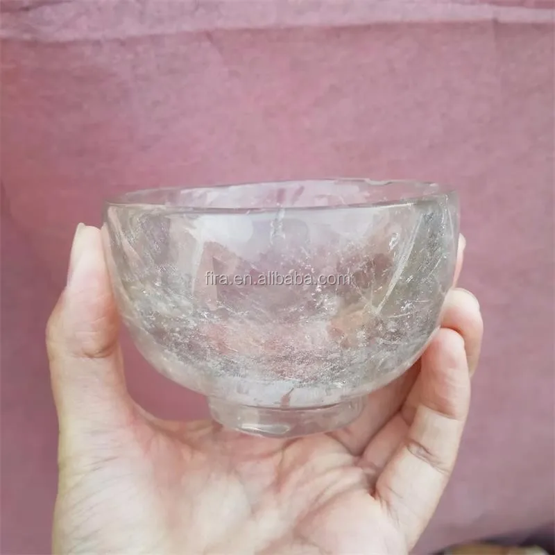 Hand Carved Natural Rock Clear Quartz Crystal Cup White Quartz Glass ...