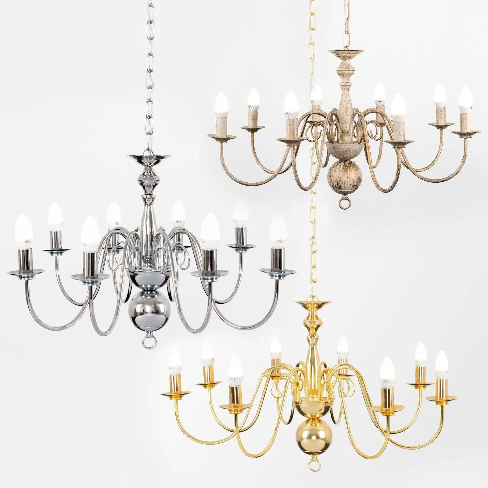 Modern Golden Iron 8 Light Marie Chandelier Lamp - 12000 Hours Lifespan