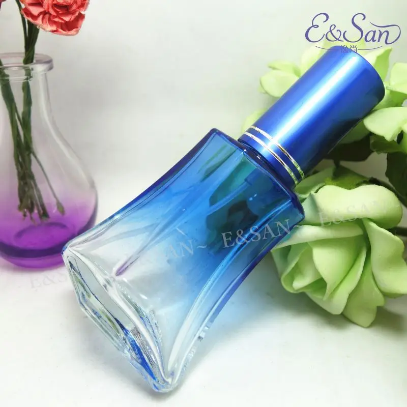Fx35-30ml Wholesale Blue Square Shape Perfume Bottle With Cap Glass ...