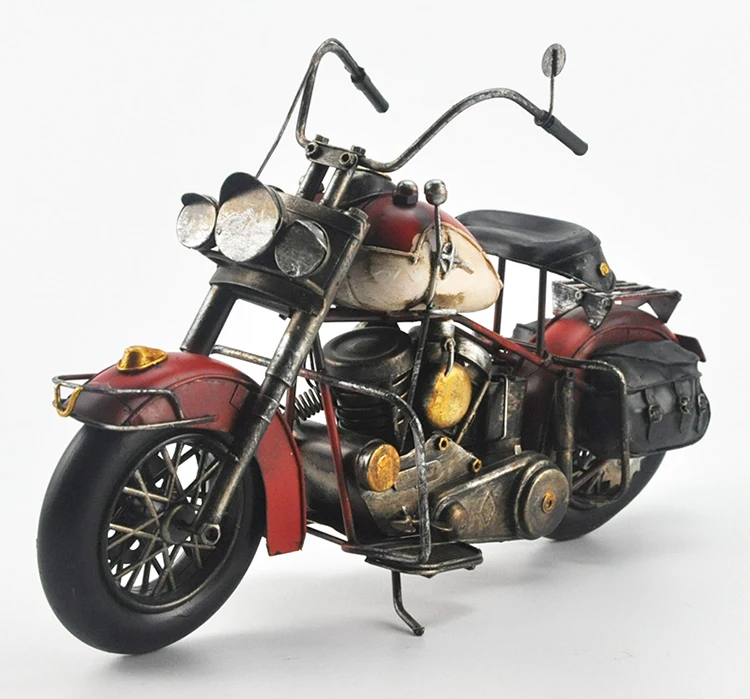 Antique Motorcycle Model Metal Craft Home Red Exquisite Motorbike ...