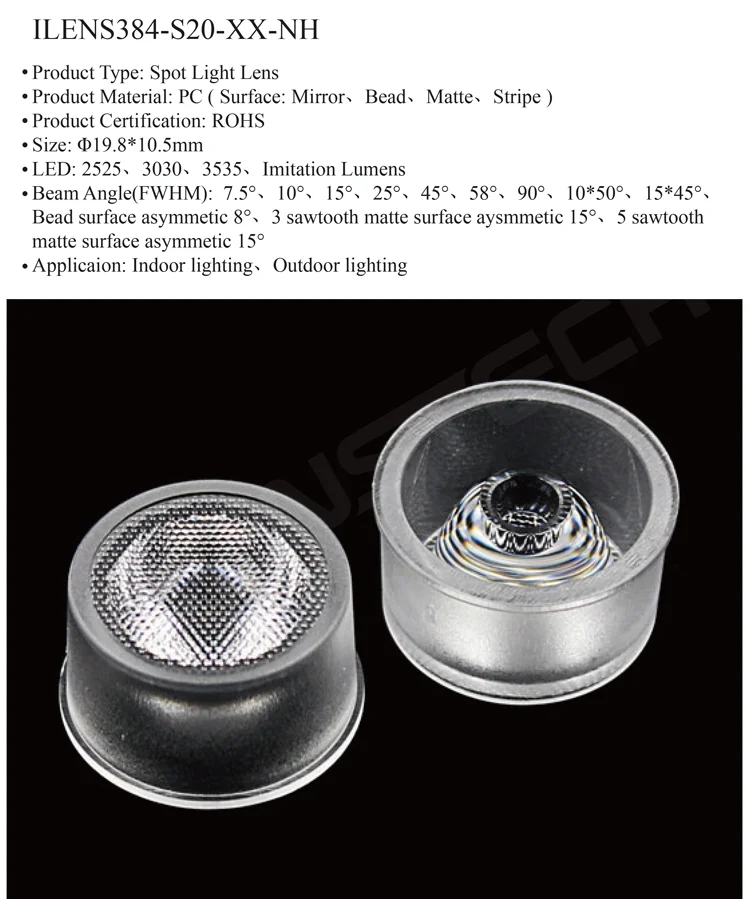 Industrial Led Light Lens 19.8mm Spotlight Lens Outdoor Wallwasher Lens ...