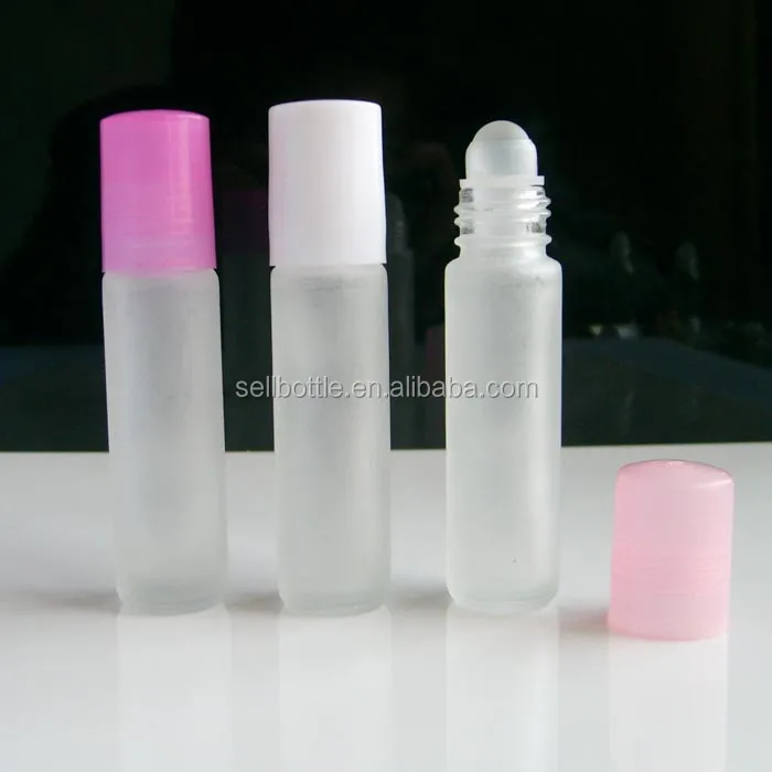 8ml Frosted Glass Roll On Deodorant Bottle With Pink Cap For Perfume ...